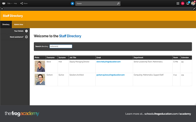 Staff Directory :: Frog | Schools & Education