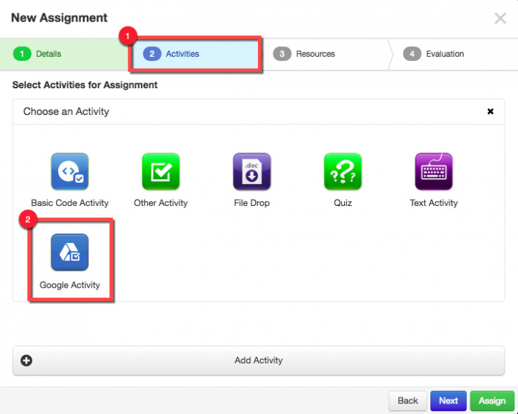 Google Activity Widget within Assignments :: Frog | Schools & Education